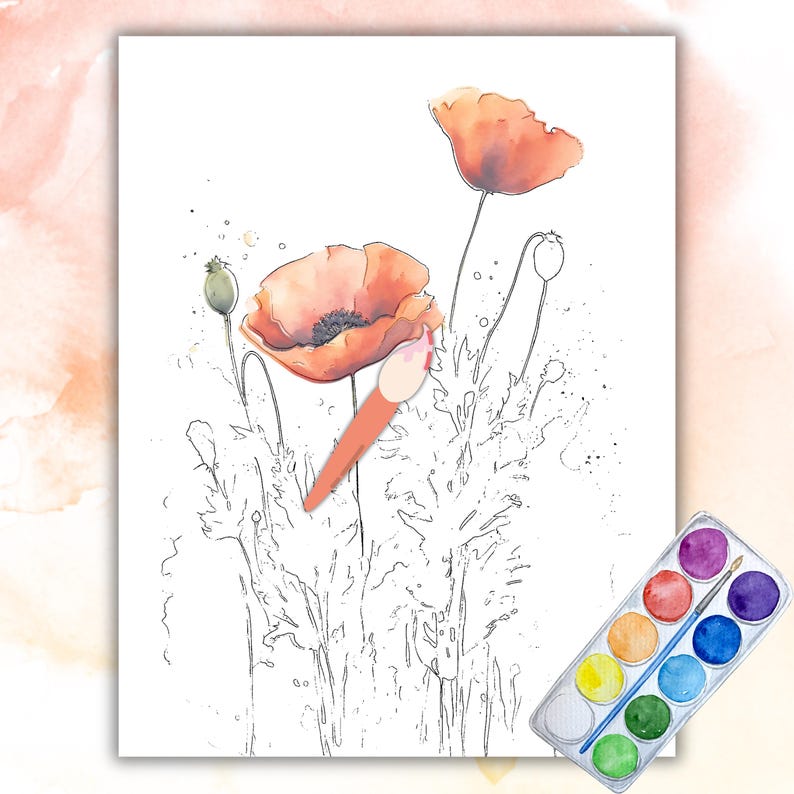 Flower Outline Drawings for Painting, Watercolor Drawing Outlines ...