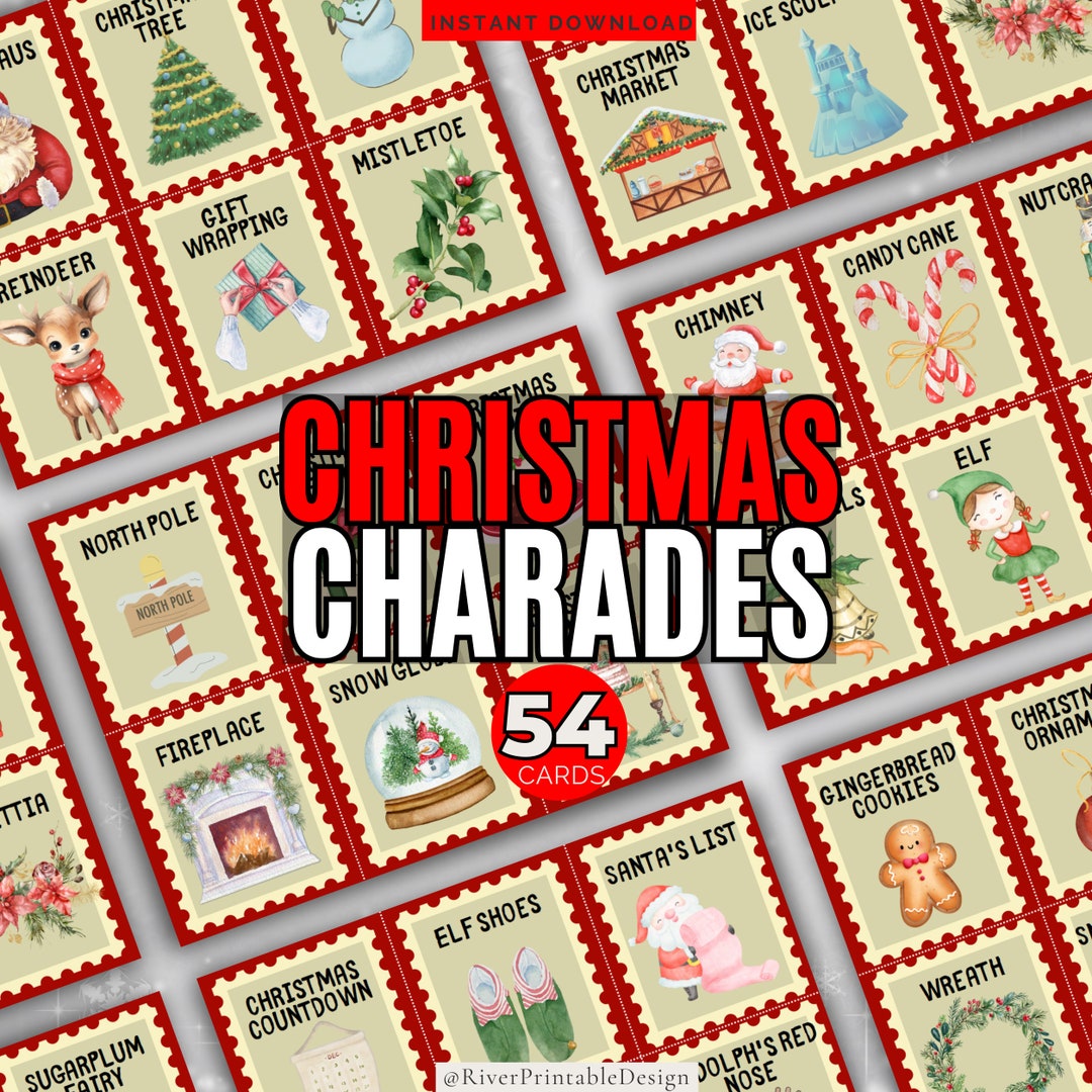 Christmas Charades Cards, Party Games, Family Activity, Printable Party ...