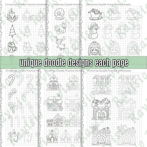 Christmas Doodle Drawing Worksheets, Printable Doodle Art Learn How to ...