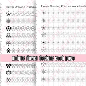 Flower Drawing Worksheets Printable Flower Doodle Art Learn How to Draw ...