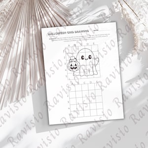 Halloween Grid Drawing Worksheets, Cute Ghost Pencil Drawing Tutorial ...