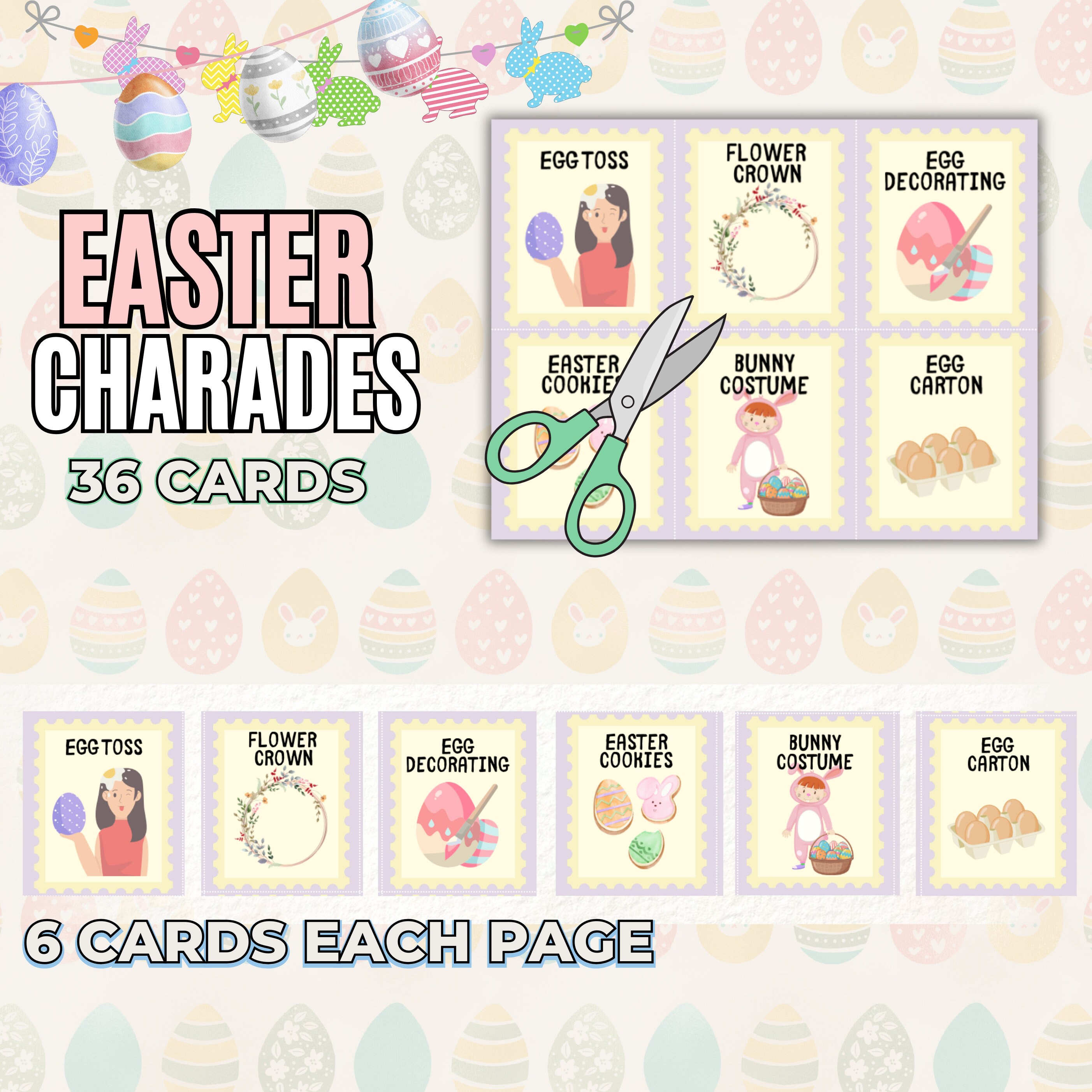 Easter Charades Game Printable Spring Charades Cards Easter Pictionary ...