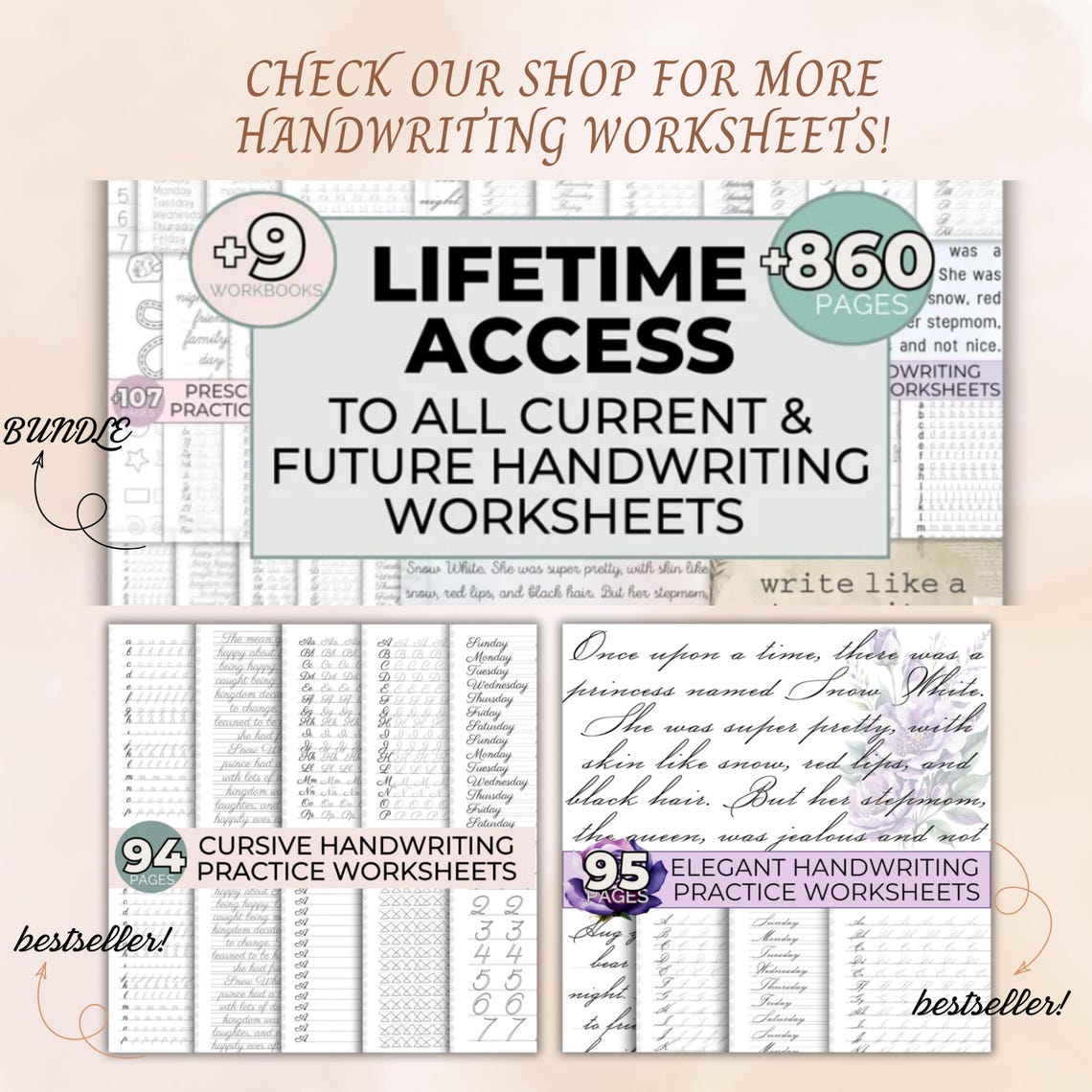 Victorian Elegant Cursive Handwriting Practice Worksheets, Printable ...