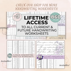 Victorian Elegant Cursive Handwriting Practice Worksheets, Printable ...