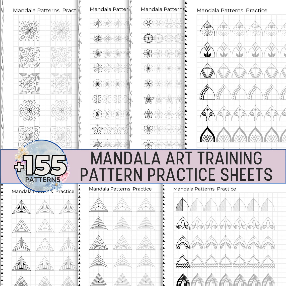 Mandala Art Training Sheets Mandala Pattern Practice Sheet Mandala ...