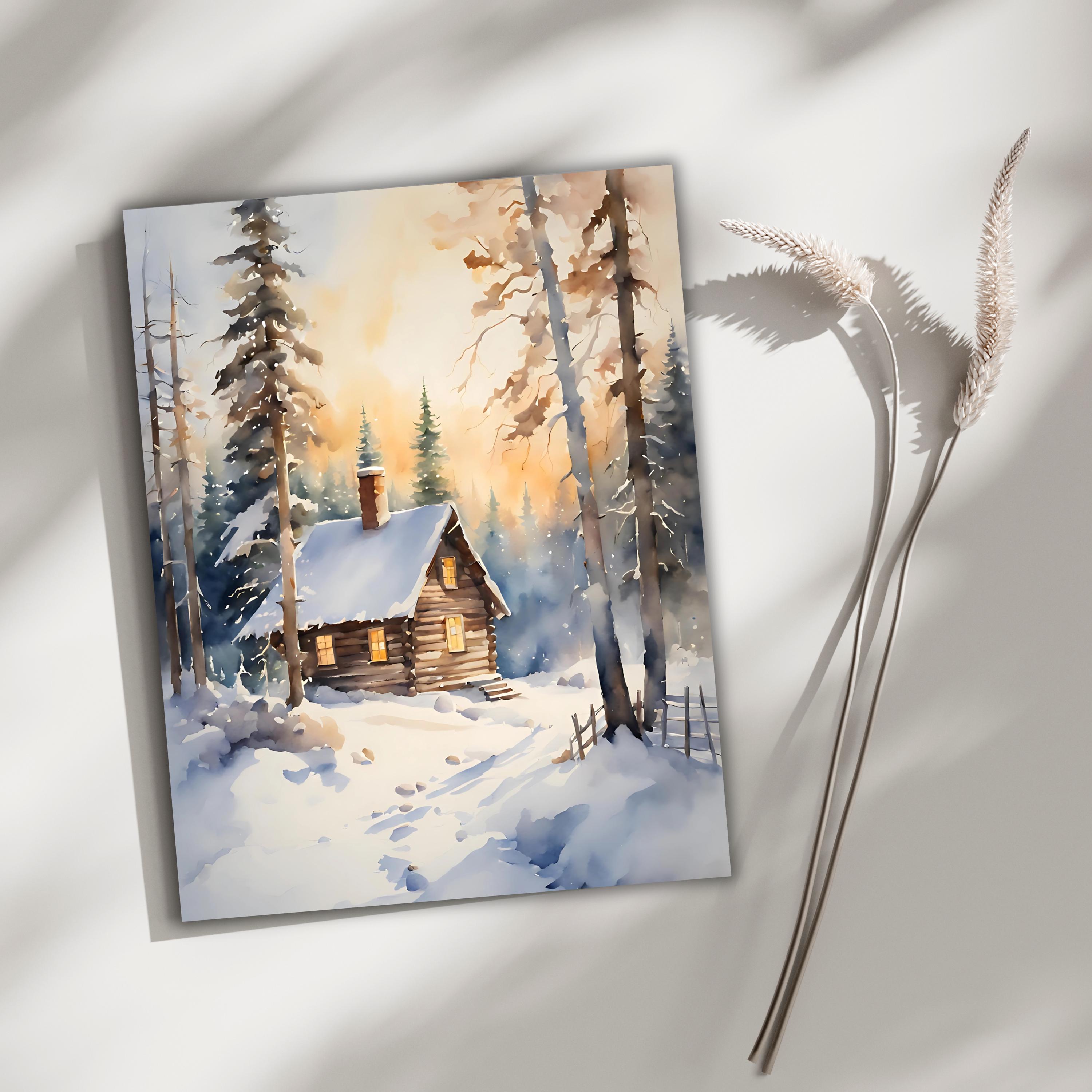 Winter Outline Drawings for Painting, Watercolor Drawing Outlines Snowy ...