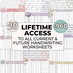 Handwriting Practice Worksheets Bundle Lifetime Access, Cursive Writing ...