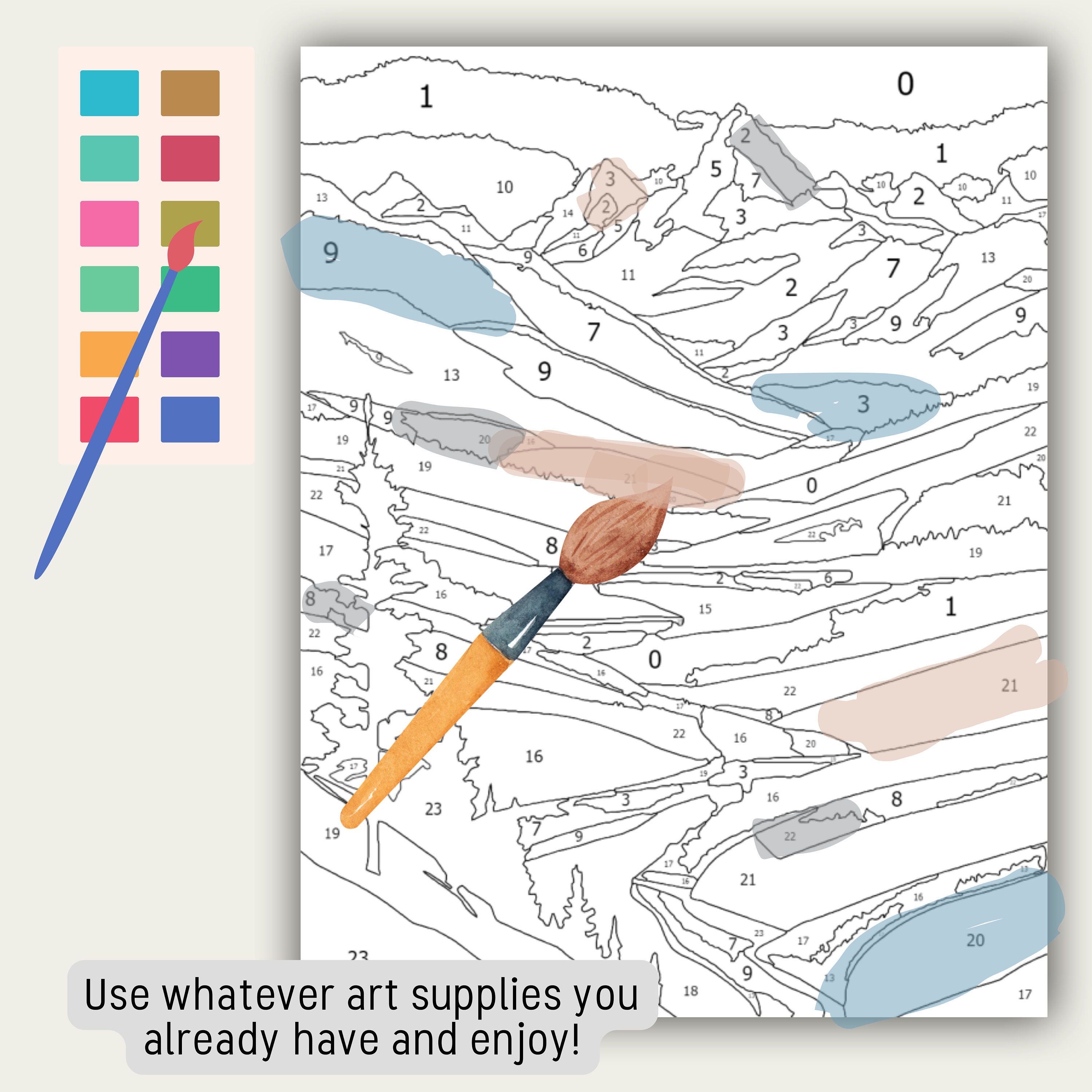 Paint by Numbers Color by Numbers Kit Landscape Coloring for Adults ...