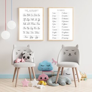Cursive Alphabet Poster, Handwriting Chart, ABC Print, Kids Room Decor ...