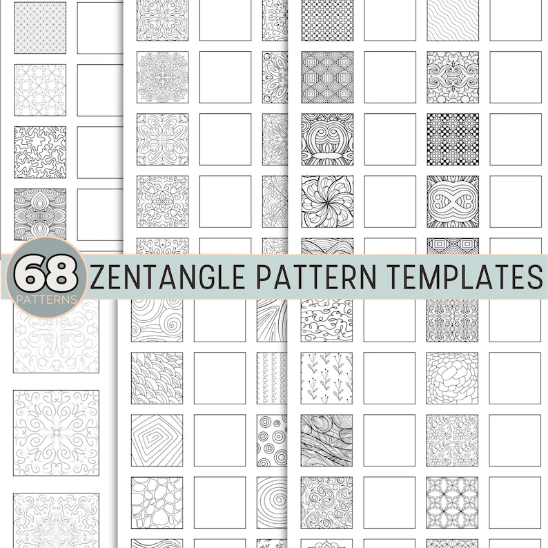 Zentangle Pattern Template Practice Worksheets Zen Doodle Patterns ...