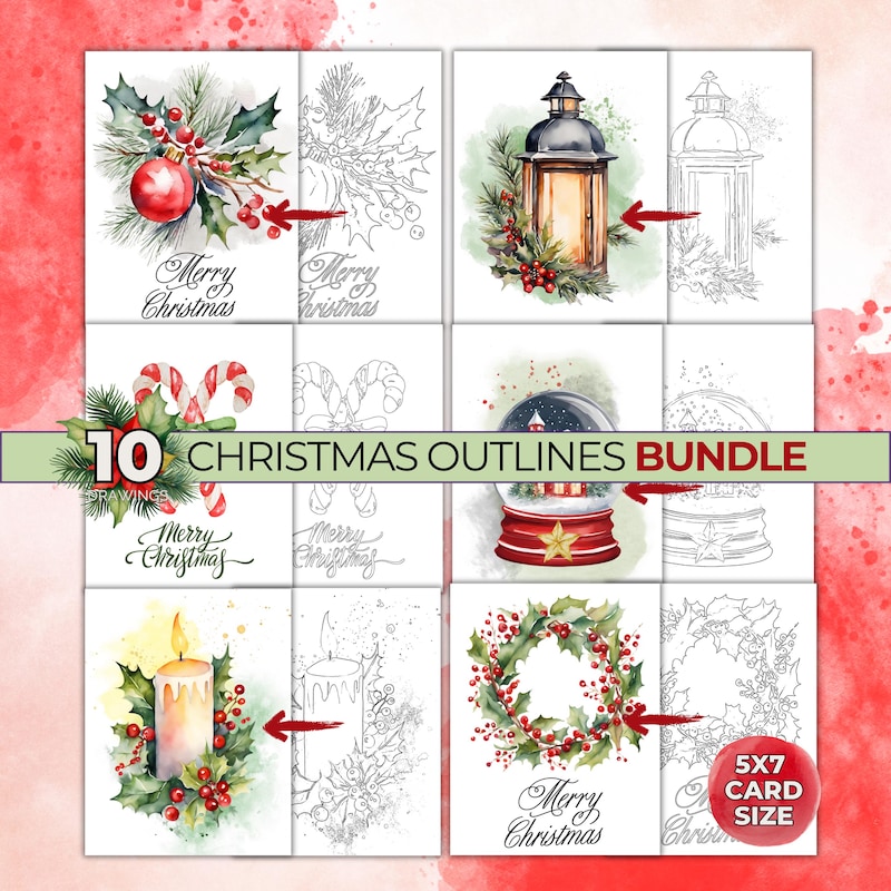 Christmas Wreath Outline Clipart - Etsy