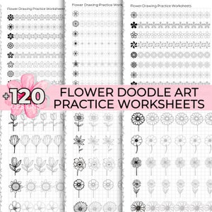 Flower Drawing Worksheets Printable Flower Doodle Art Learn How to Draw ...