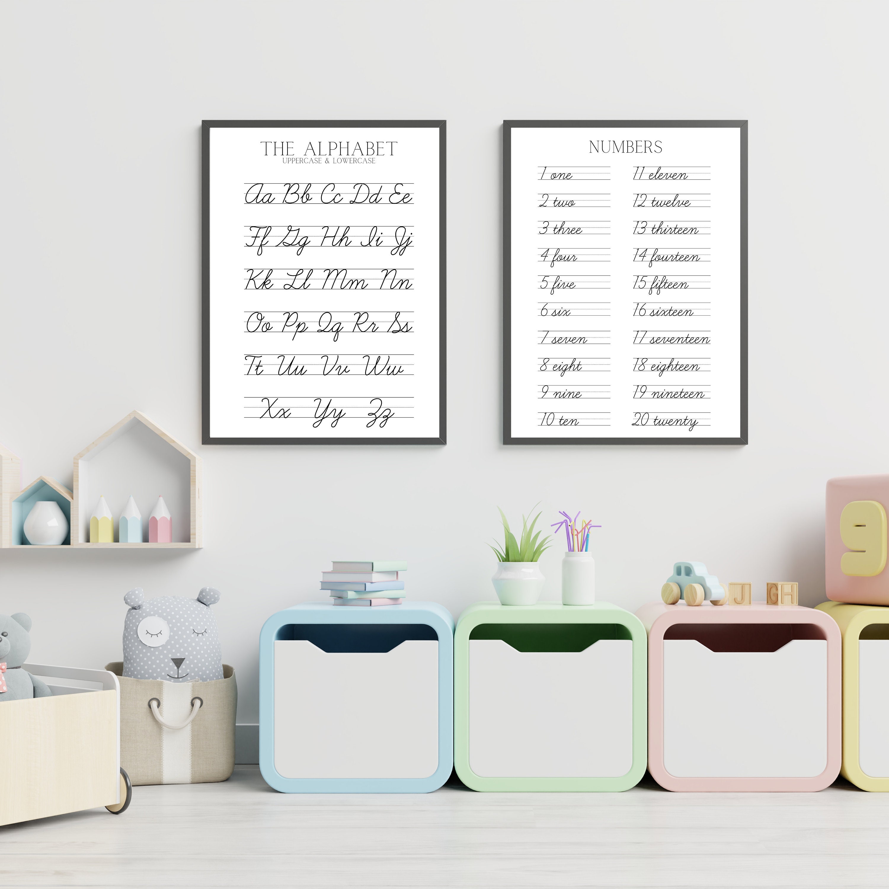 Cursive Alphabet Poster, Handwriting Chart, ABC Print, Kids Room Decor ...