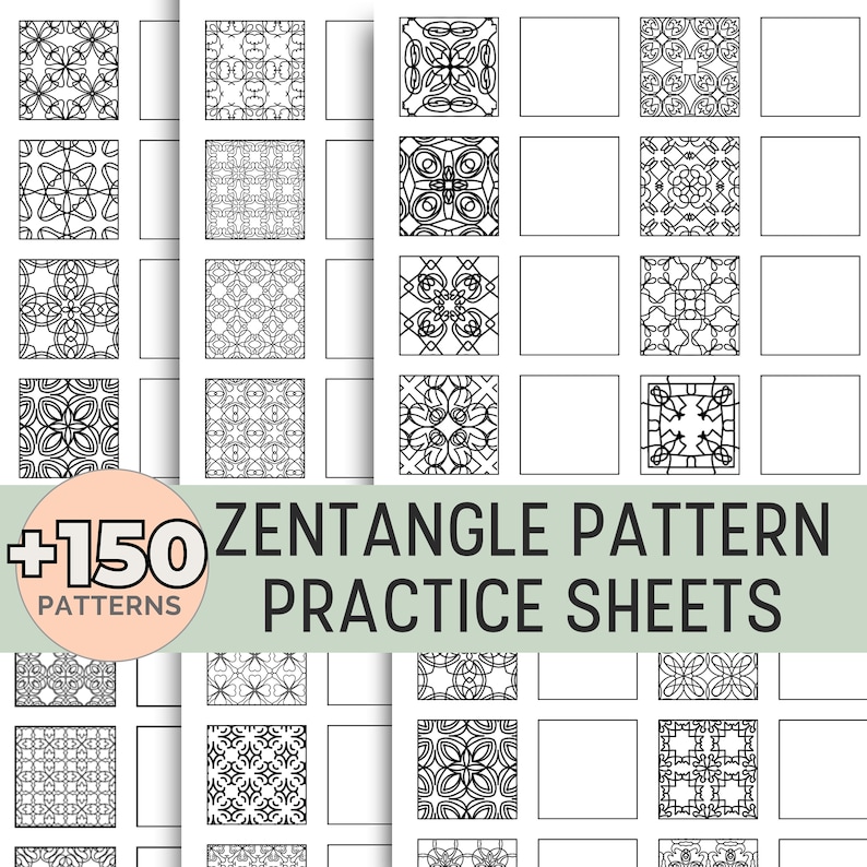 Zentangle Pattern Templates Practice Worksheets Zen Doodle Patterns ...