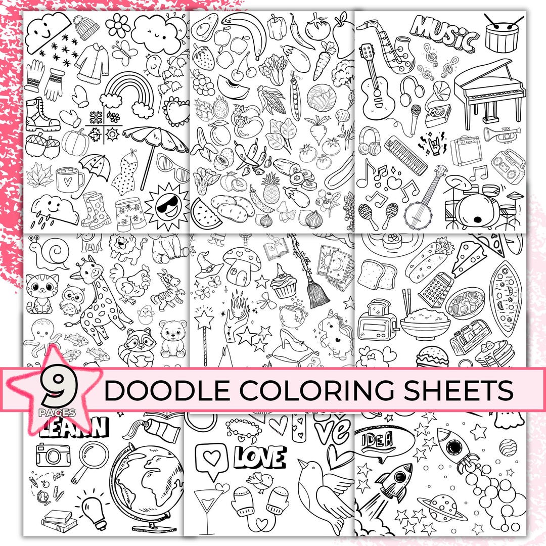 Printable Doodle Coloring Pages, Coloring Sheets for Kids, Adults ...