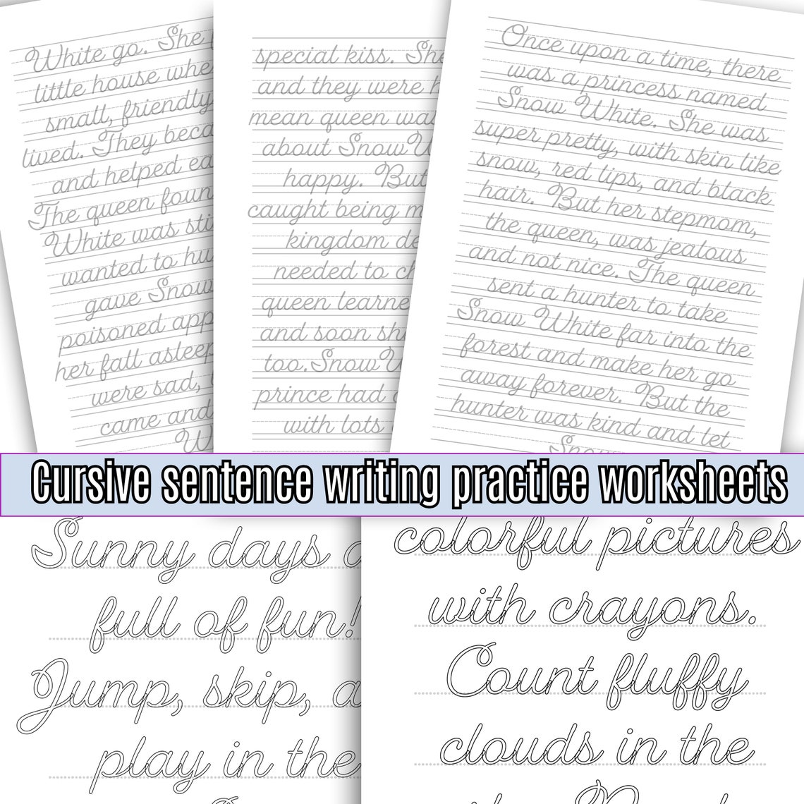 Cute Cursive Handwriting Practice Worksheets Printable Tracing Sheets ...