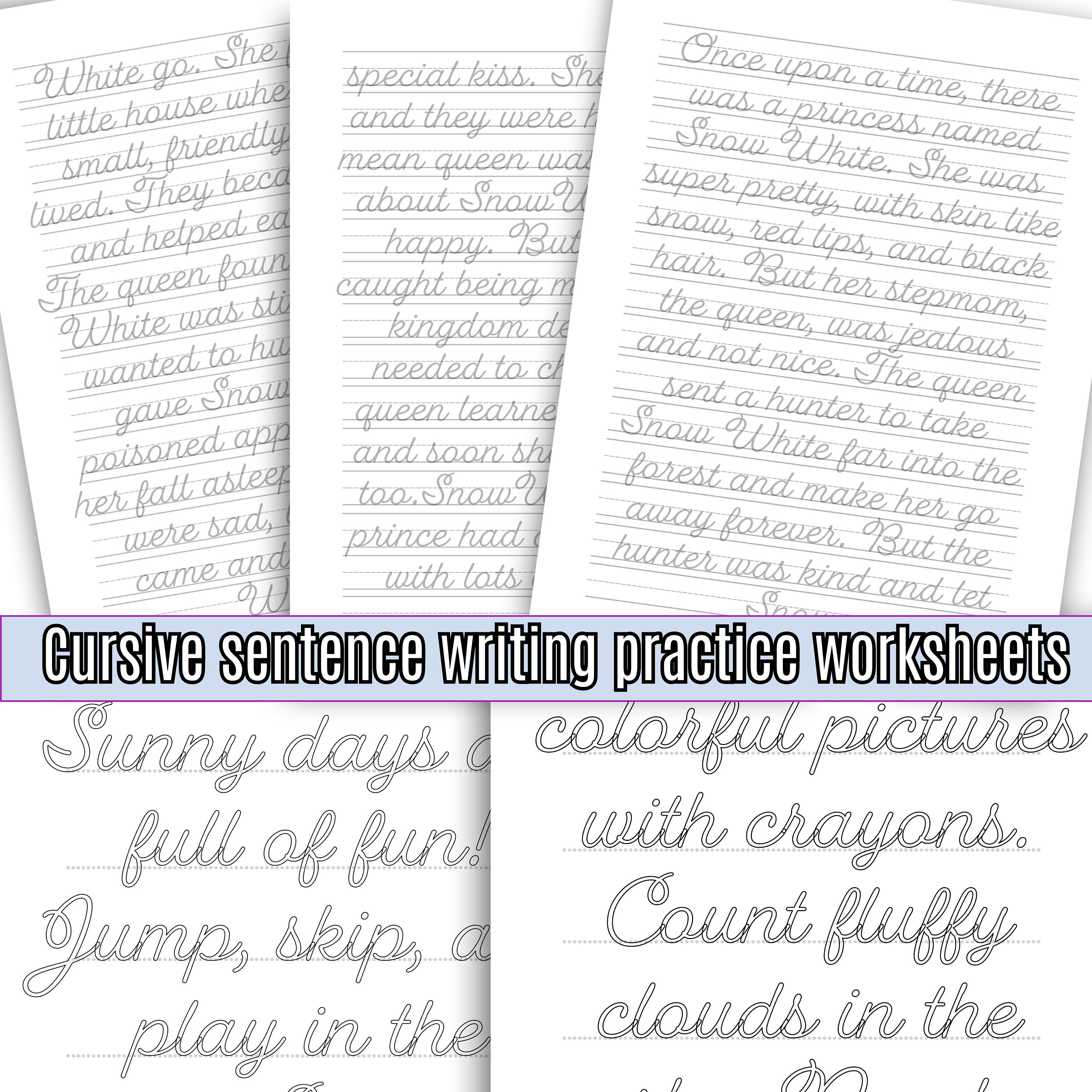 Cute Cursive Handwriting Practice Worksheets Printable Tracing Sheets ...