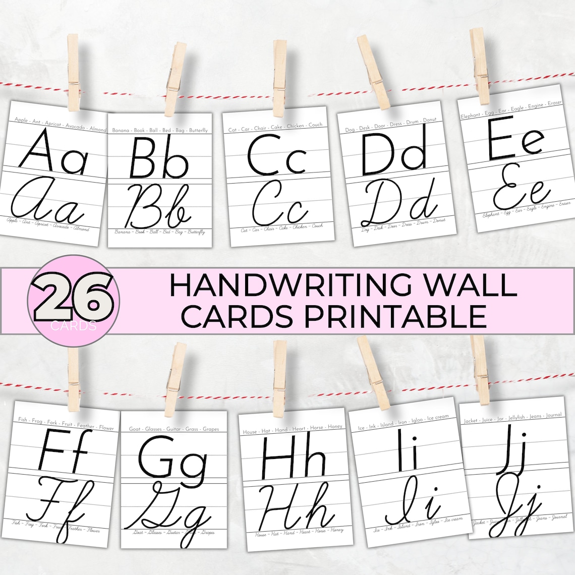 Cursive Alphabet Cards, Cursive Poster, Classroon Poster, Cursive ...