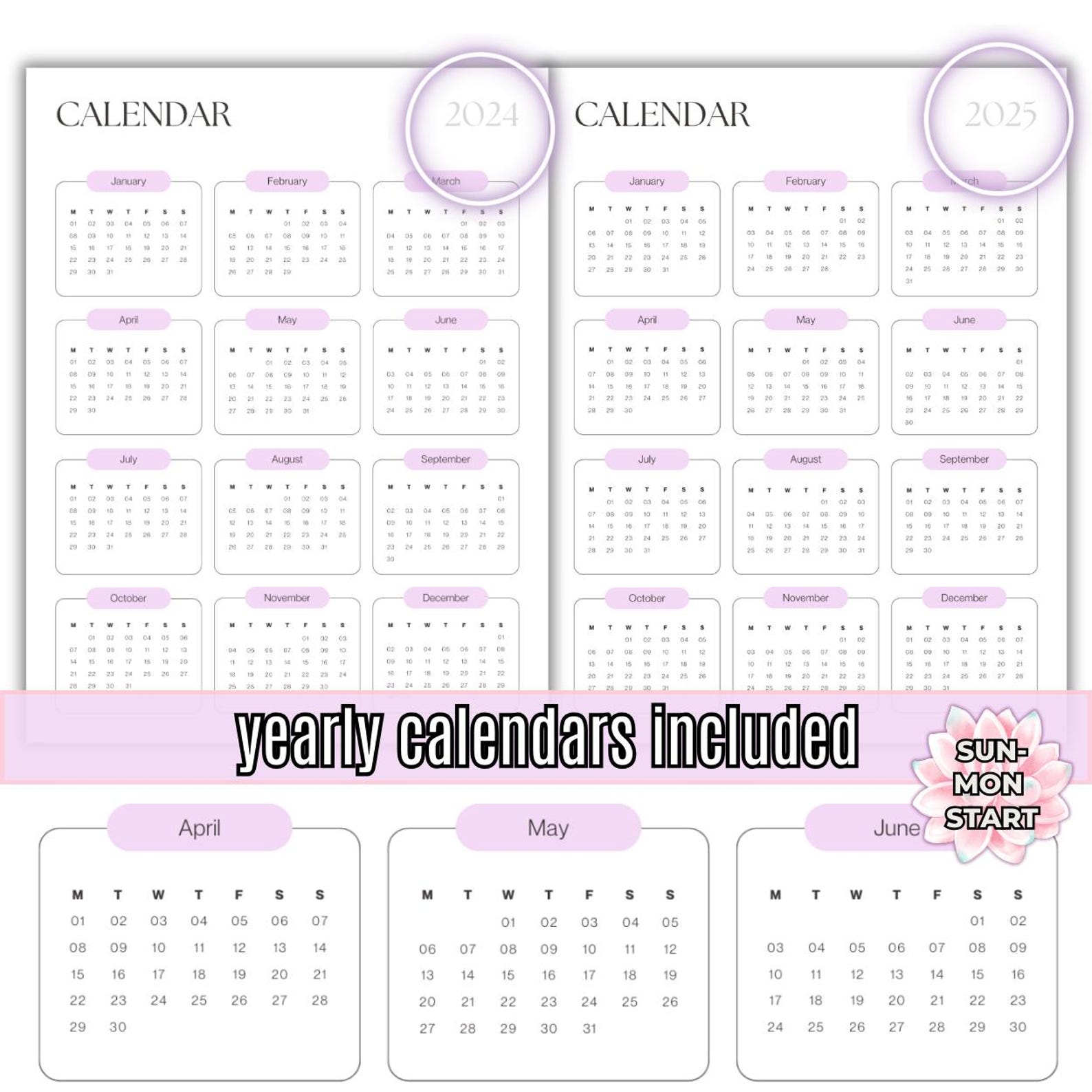 Monthly Calendar 2024-2025 Printable Monthly Planner Landscape 2024 ...