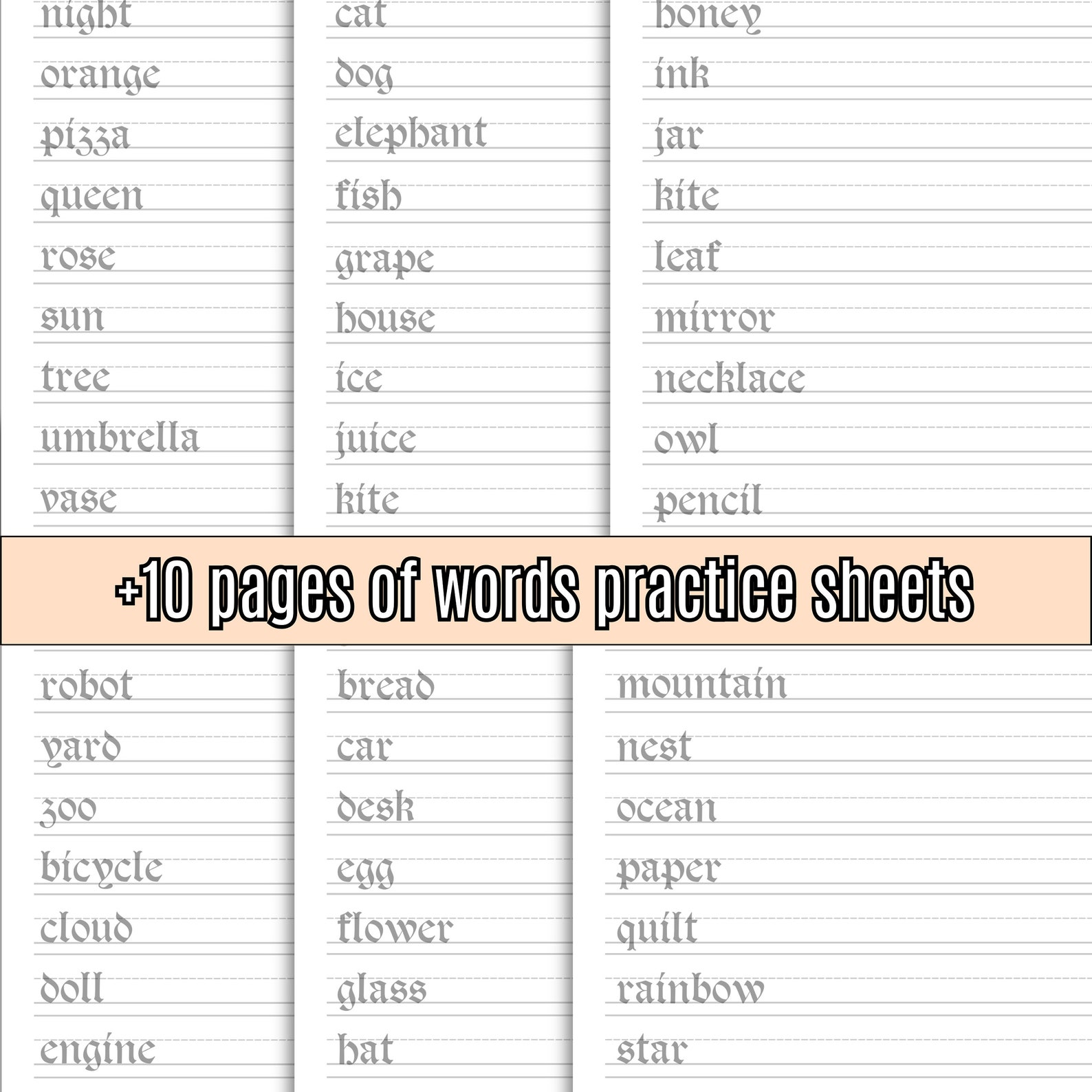 Gothic Calligraphy Worksheets, Gothic Calligraphy Practice Template ...