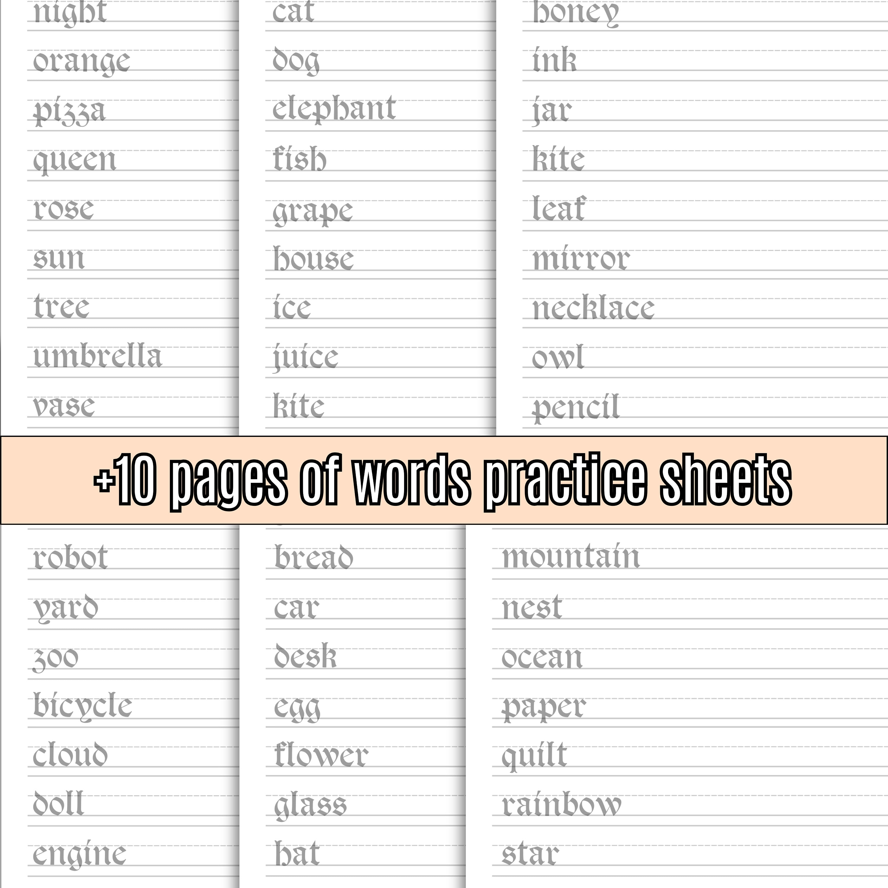 Gothic Calligraphy Worksheets, Gothic Calligraphy Practice Template ...