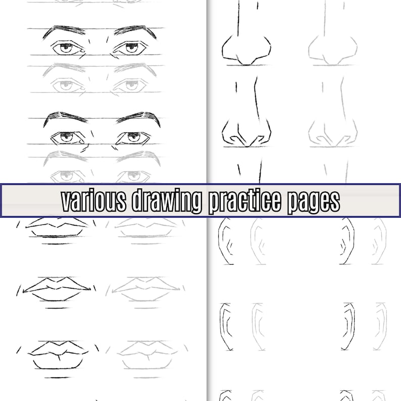 Sketch Drawing Practice Worksheets, Pencil Drawing Tutorial Printable ...