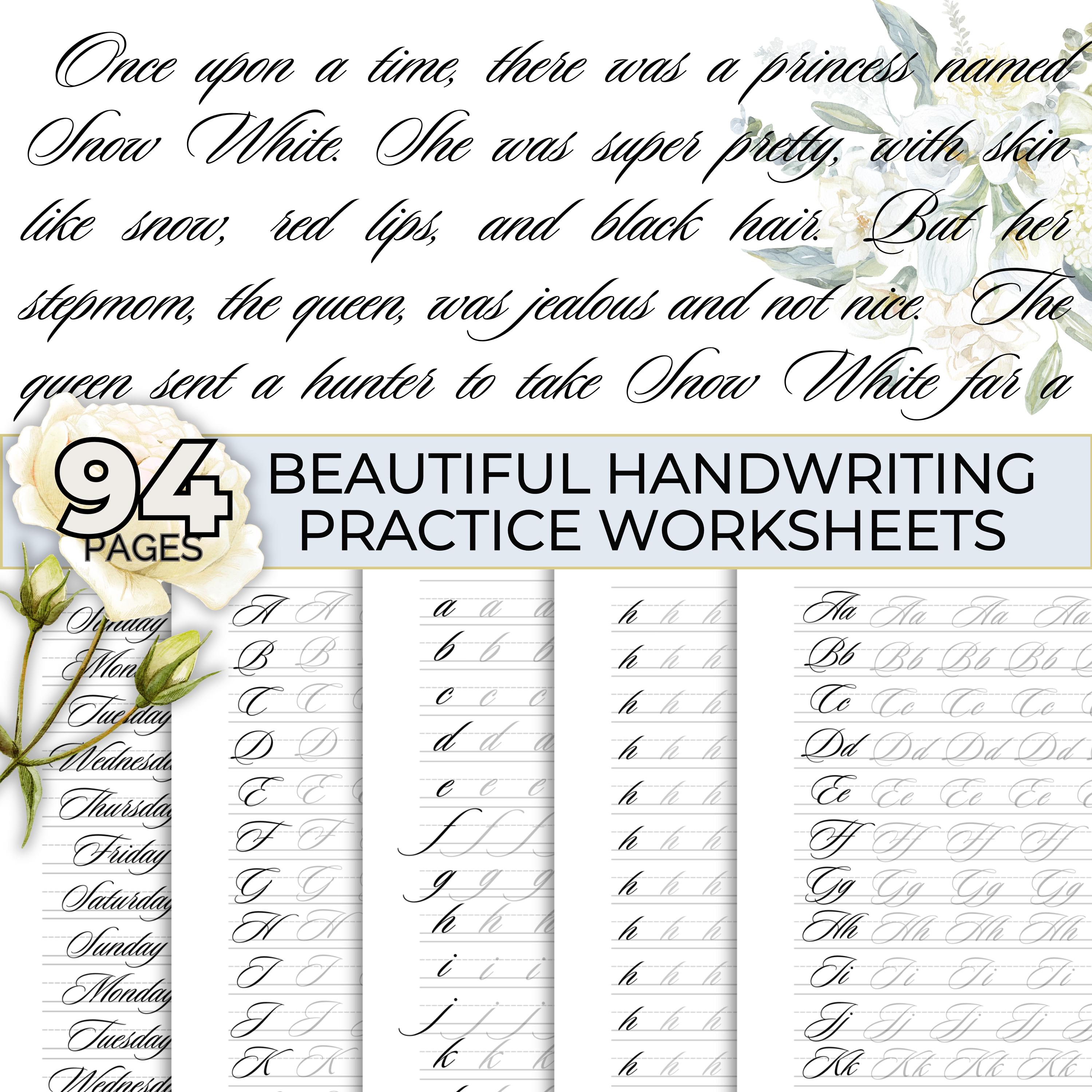 Beautiful Cursive Handwriting Practice Worksheets Tracing Sheets ...