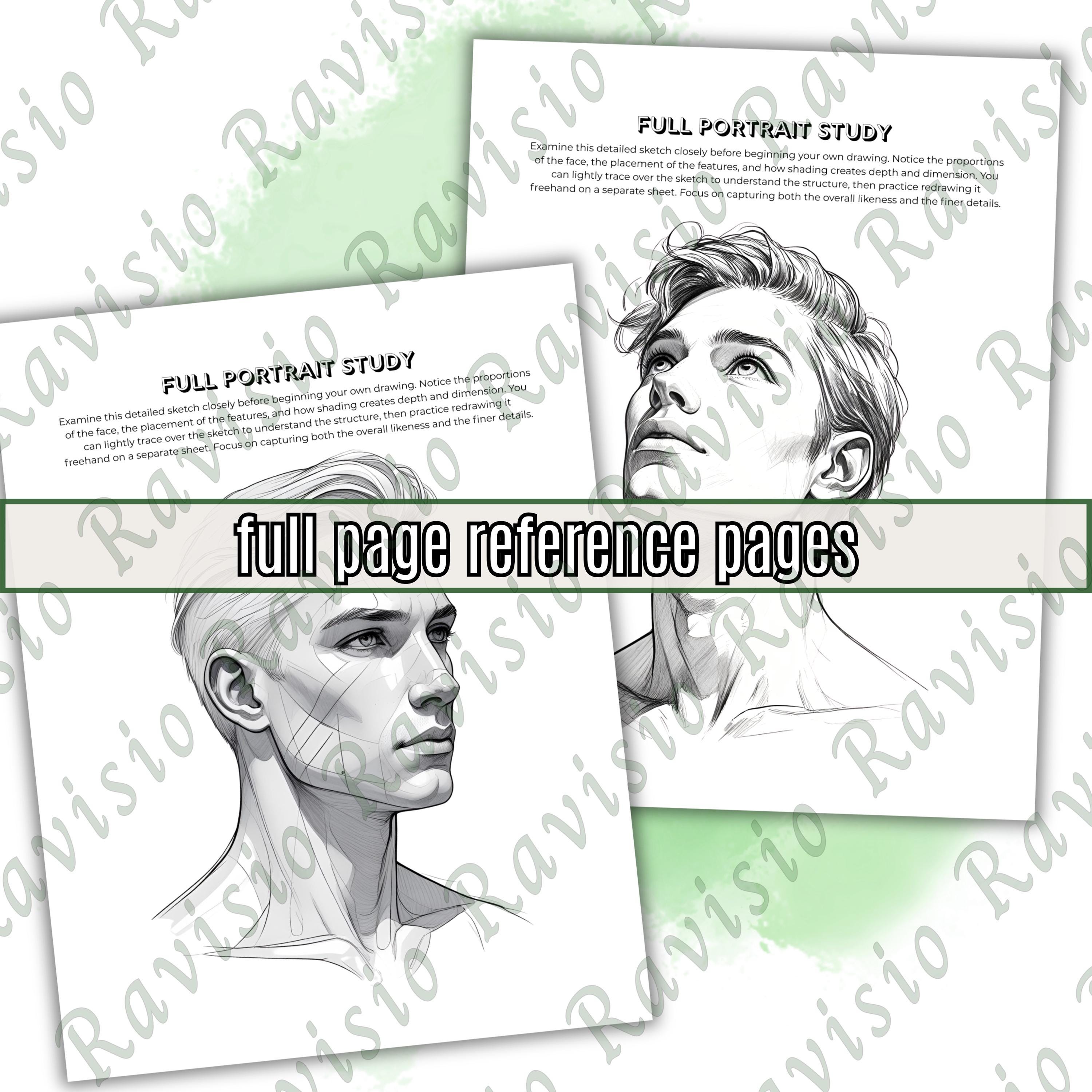 Head Drawing Practice Worksheets, Portrait Drawing Tutorial Printable ...