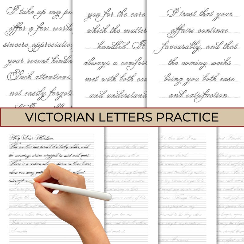 Victorian Elegant Cursive Handwriting Practice Worksheets, Printable ...