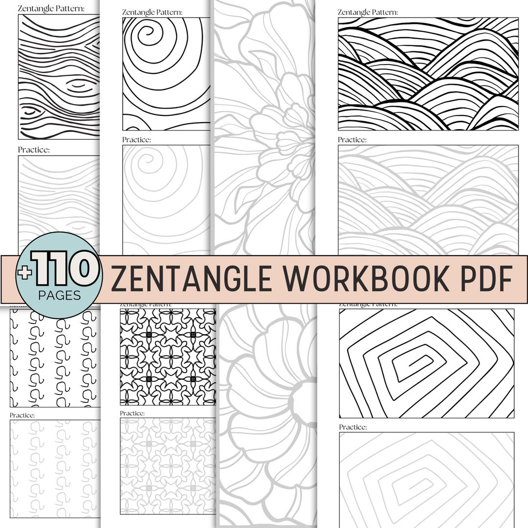 Zentangle Workbook for Beginners, Pattern Templates, Zen Doodle ...
