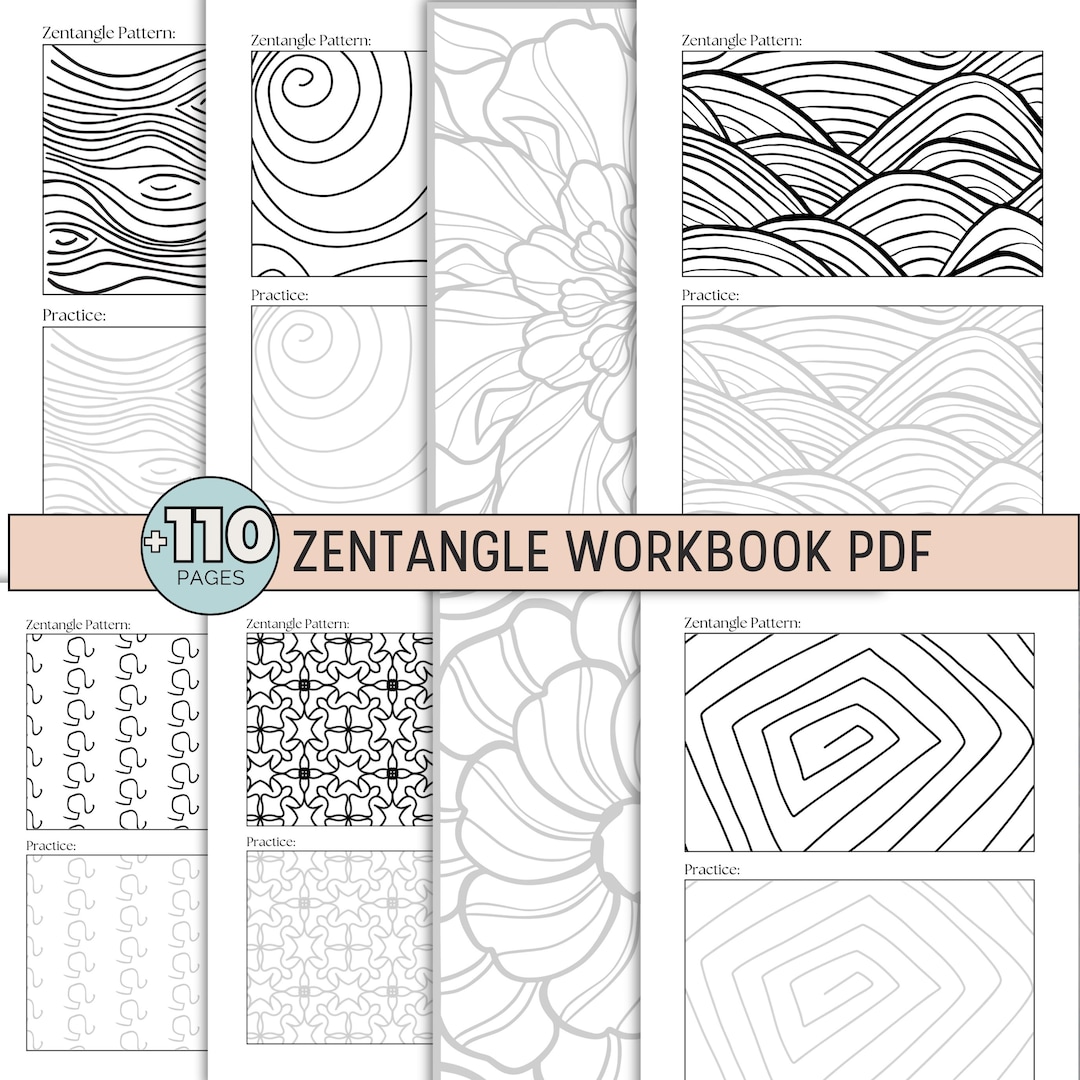 Zentangle Workbook for Beginners, Pattern Templates, Zen Doodle ...