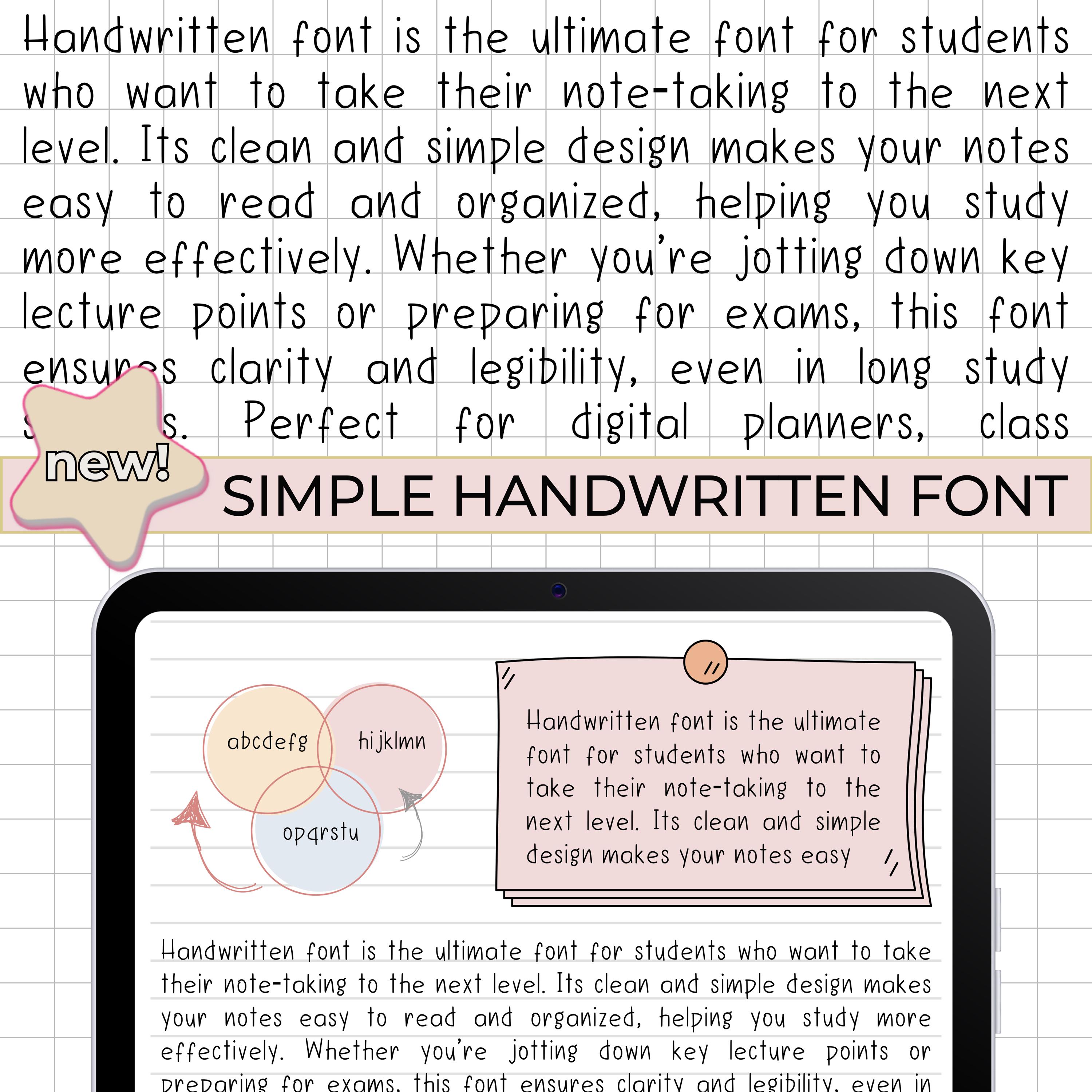 Simple Handwritten Font, Cute Neat Font for Student Note Taking ...