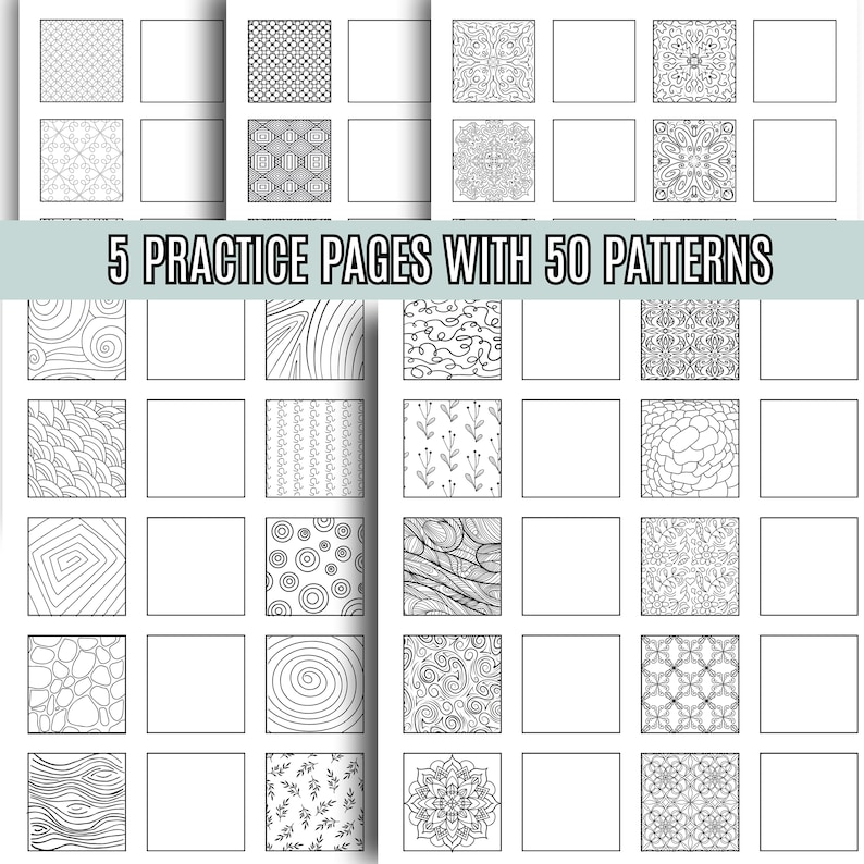 Zentangle Pattern Template Practice Worksheets Zen Doodle Patterns ...