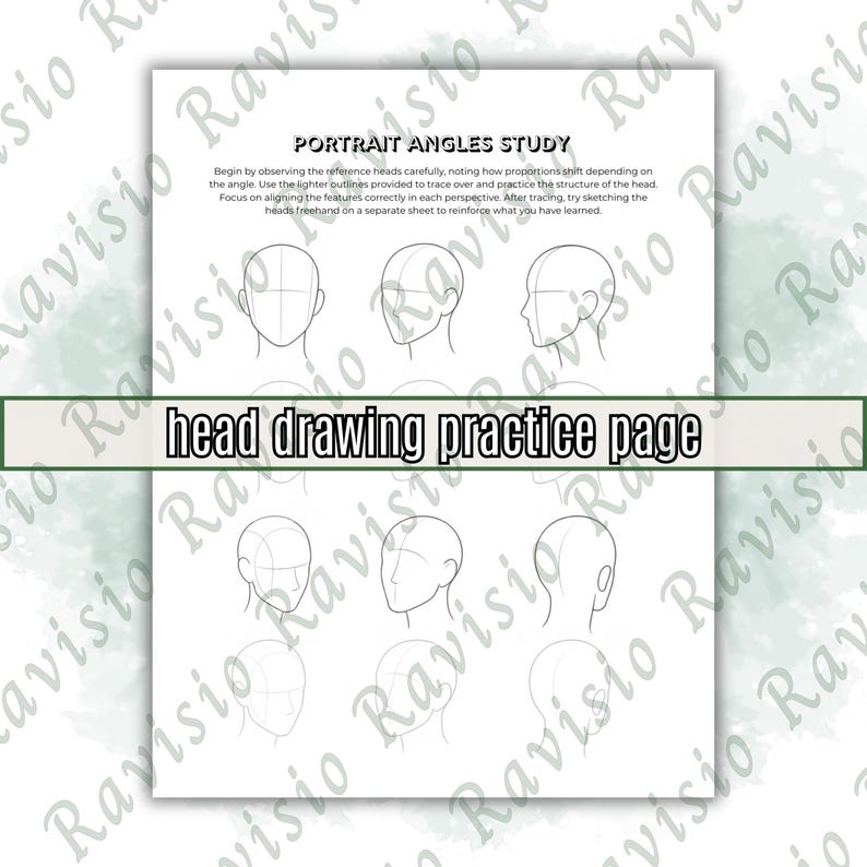 Head Drawing Practice Worksheets, Portrait Drawing Tutorial Printable ...