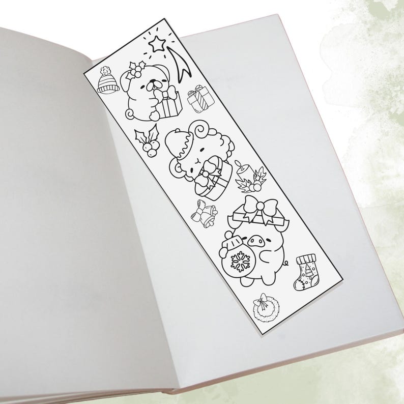 Christmas Doodle Coloring Bookmarks, Color Your Own Bookmarks ...
