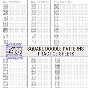 Square Doodle Pattern Practice Sheets, Square Doodle Art Learn How to ...