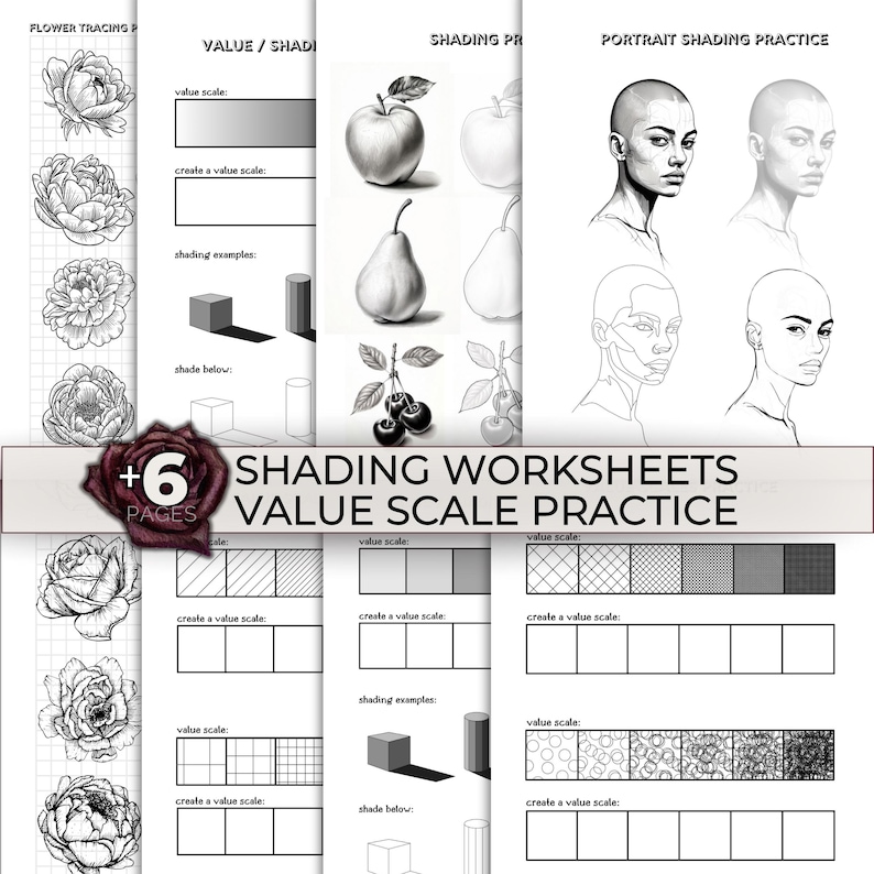 Drawing Lesson Shading Worksheet Pencil Drawing Tutorial Printable ...
