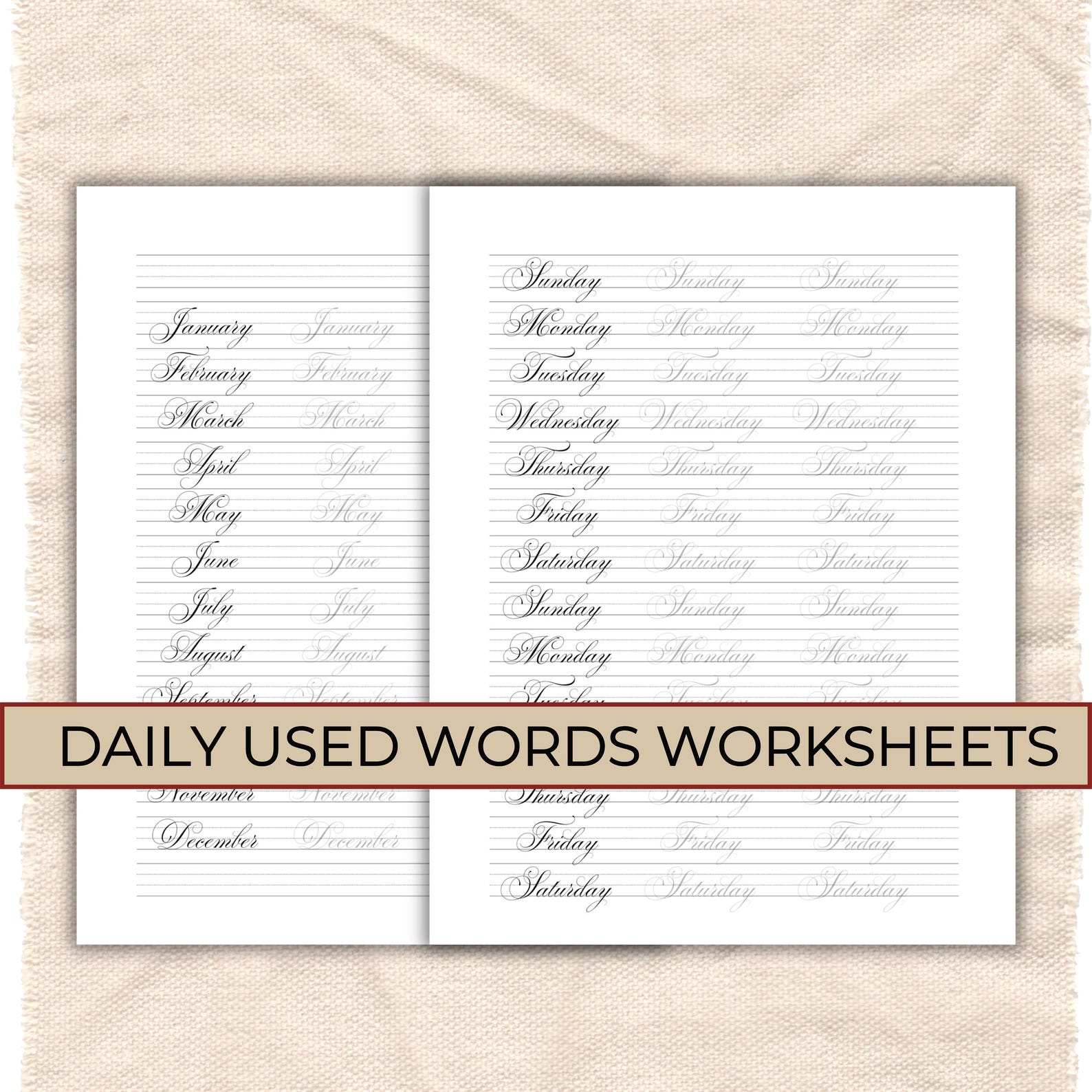 Victorian Elegant Cursive Handwriting Practice Worksheets, Printable ...
