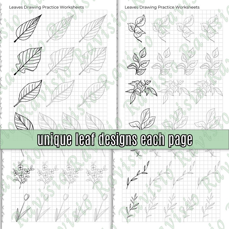 Leaves Drawing Worksheets Printable Leaf Doodle Art Learn How to Draw ...