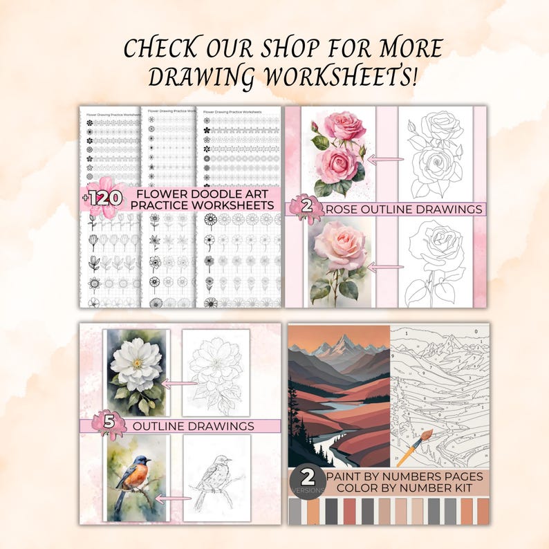 Flower Bouquet Outline Drawings for Painting, Watercolor Drawing ...