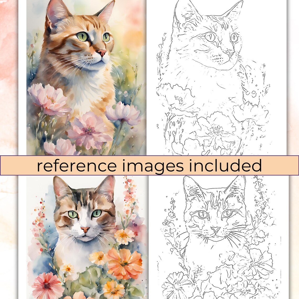 Cat Outline Drawings for Painting, Watercolor Drawing Outlines, Cat ...