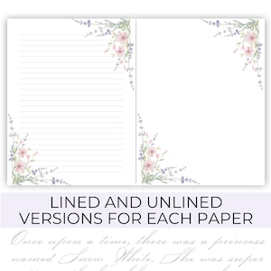 Field Blooms, Printable Stationary Bundle, Lined Paper, Printable ...