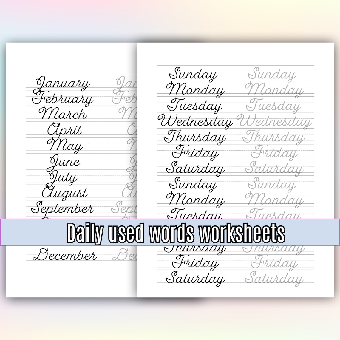 Cute Cursive Handwriting Practice Worksheets Printable Tracing Sheets ...