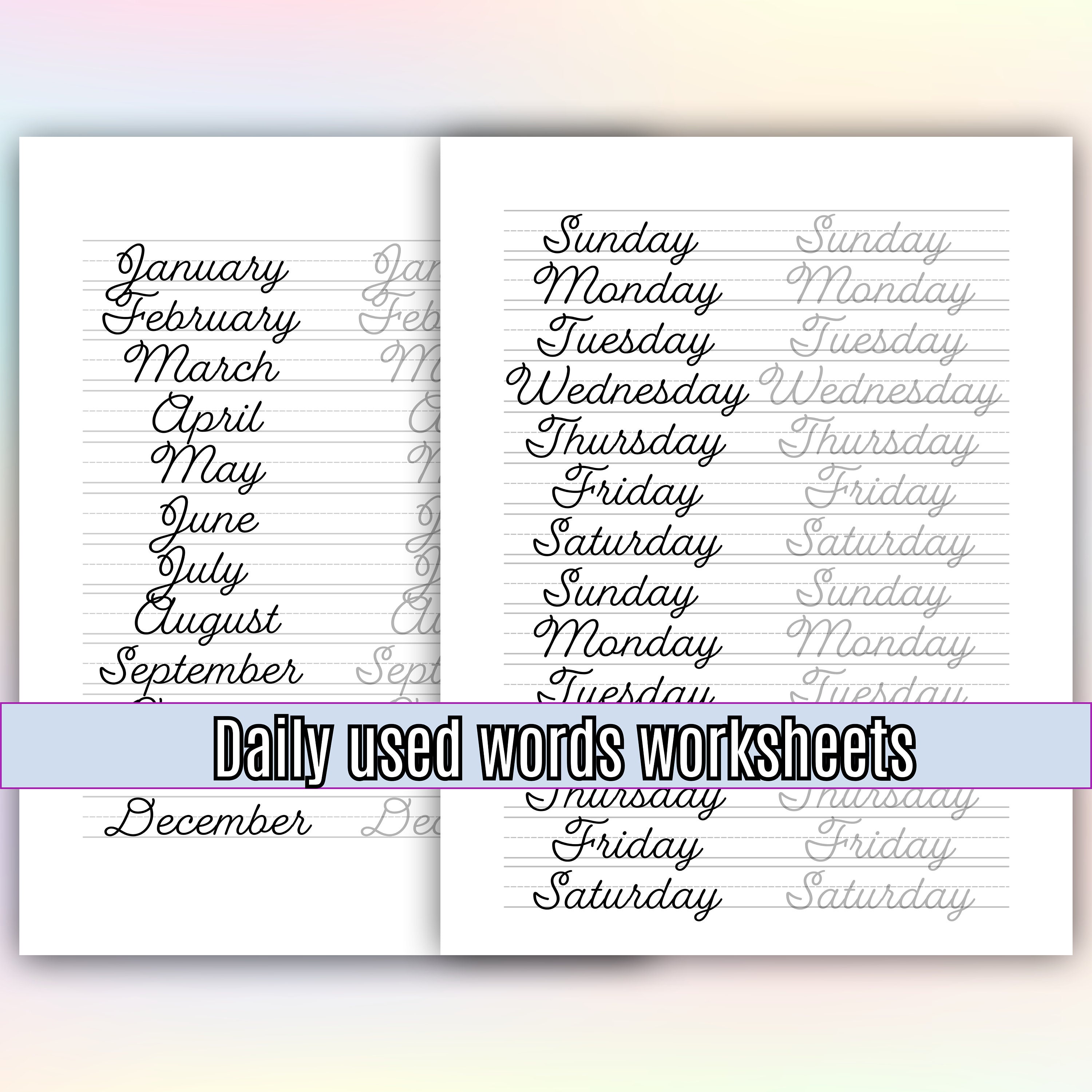 Cute Cursive Handwriting Practice Worksheets Printable Tracing Sheets ...