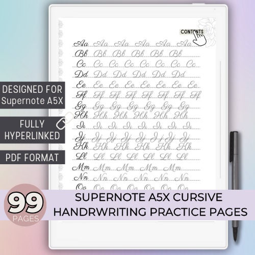Supernote Cursive Handwriting Practice Worksheets Supernote A5X Tracing ...