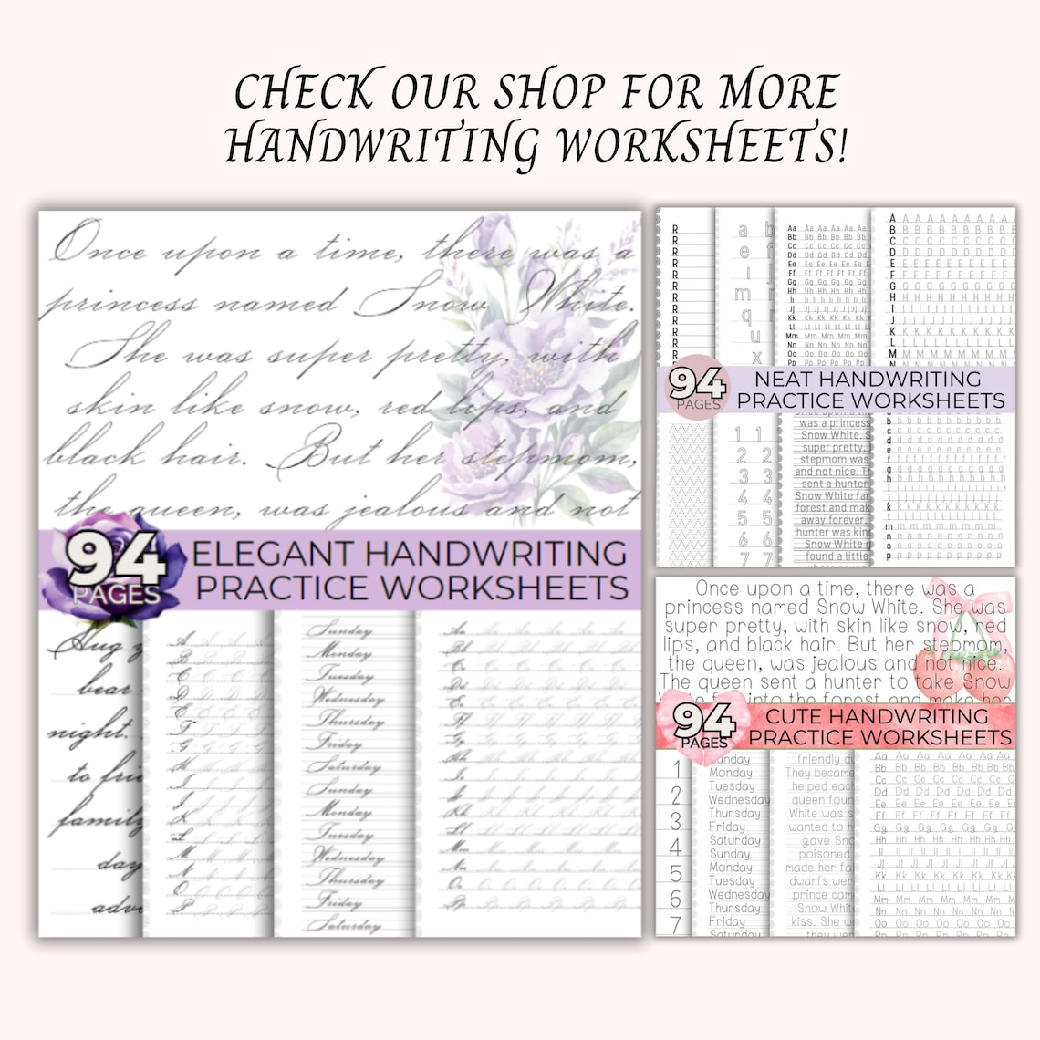 Cute Cursive Handwriting Practice Worksheets Printable Tracing Sheets ...