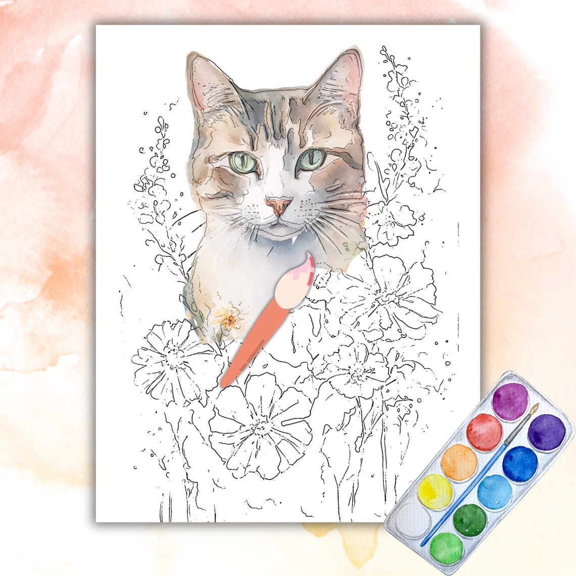Cat Outline Drawings for Painting, Watercolor Drawing Outlines, Cat ...