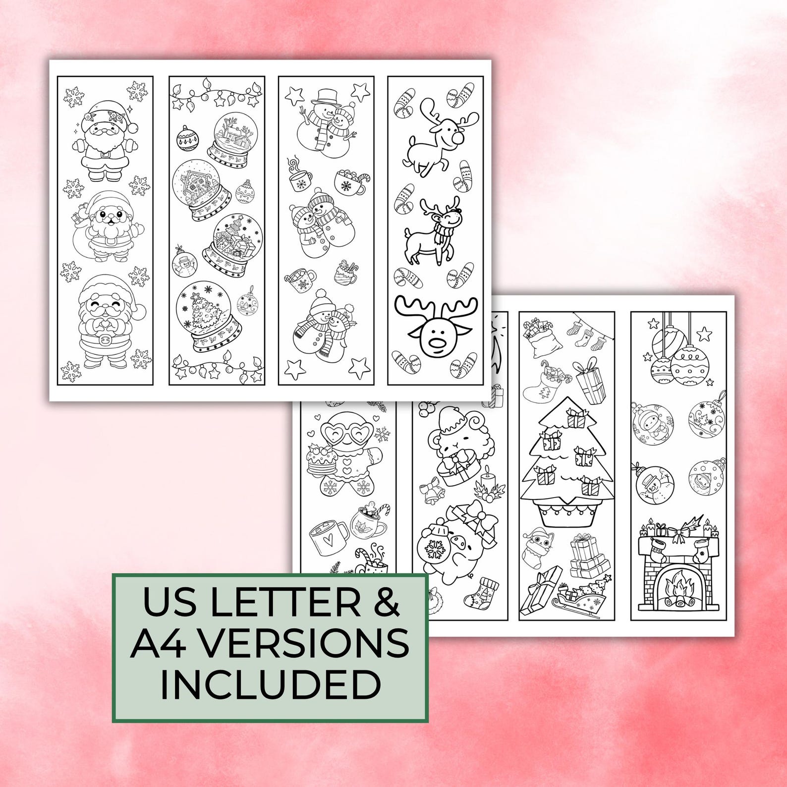 Christmas Doodle Coloring Bookmarks, Color Your Own Bookmarks ...