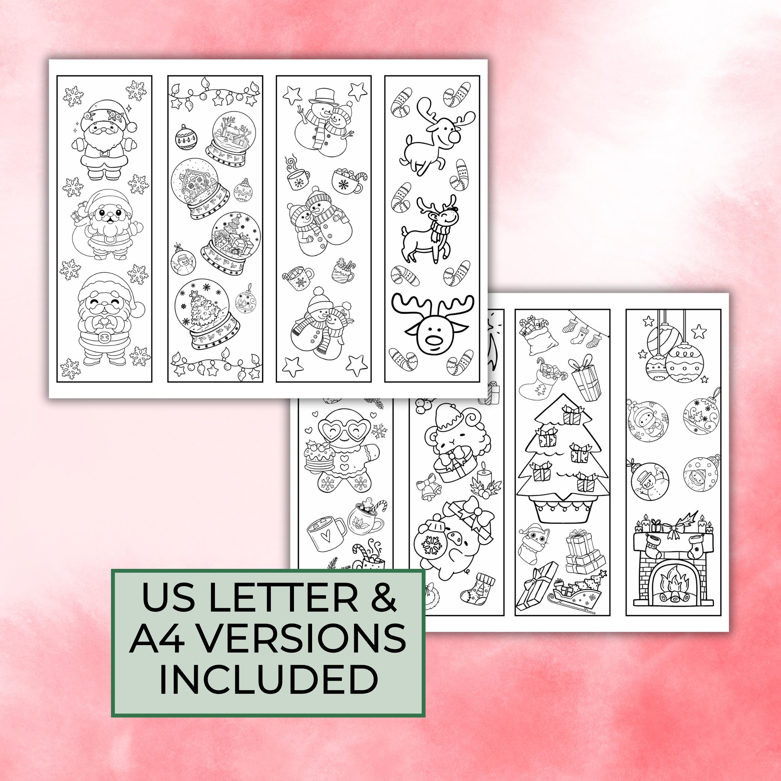 Christmas Doodle Coloring Bookmarks, Color Your Own Bookmarks ...