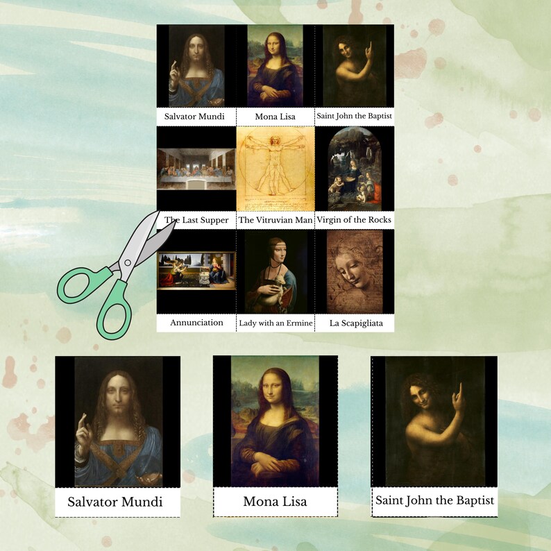 Leonardo Da Vinci Flash Cards Printable Montessori Education Homeschool ...